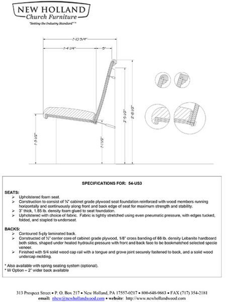 Specifications & Church Pew Dimensions | New Holland Church Furniture
